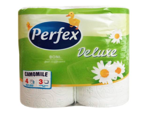 Toilet paper PERFEX DE LUXE chamomile 4/1, 3-layers - Drenik