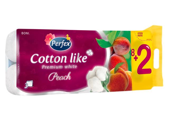 Toilet paper PERFEX cotton like peach, 8+2/1, 3-layers - Drenik